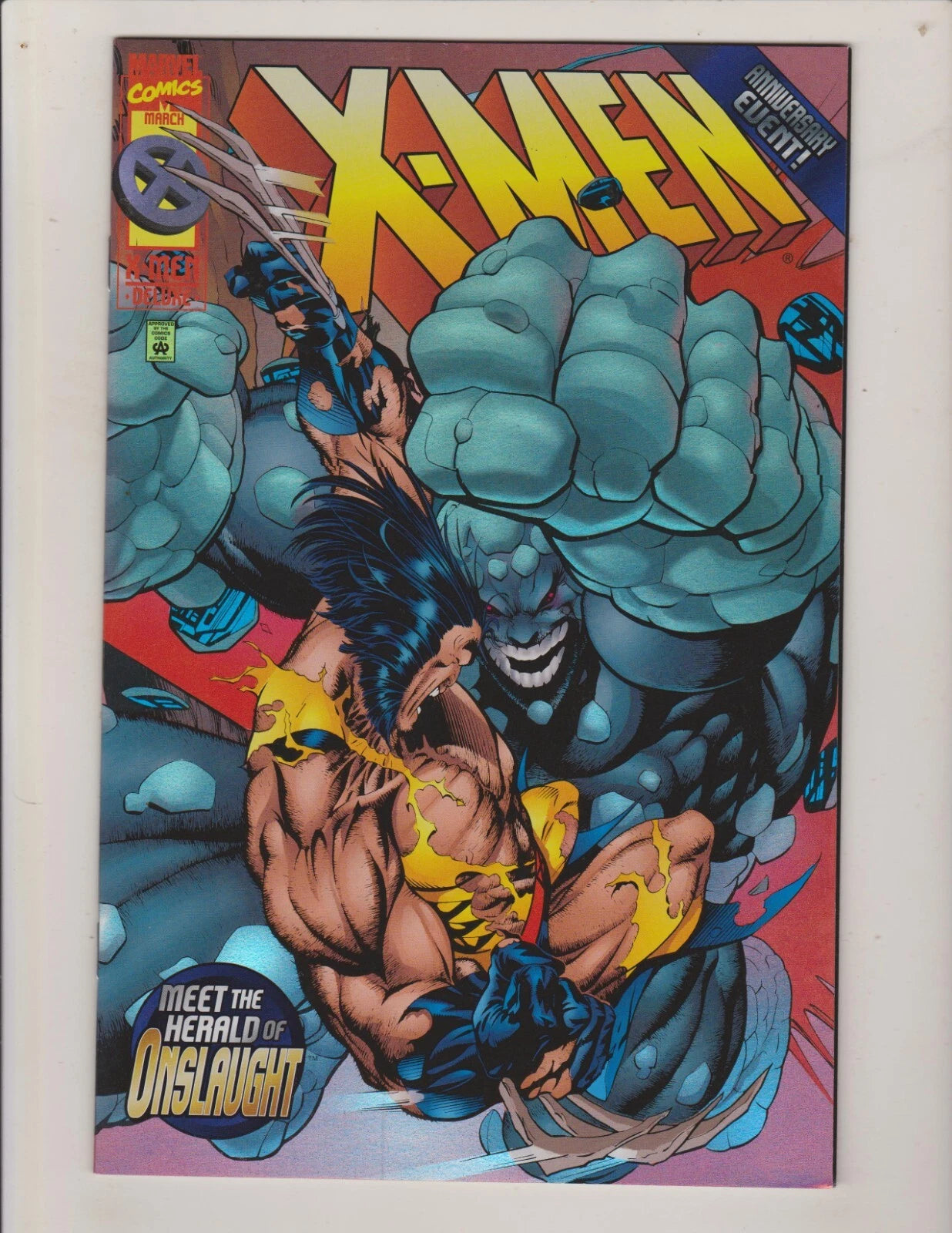 X-Men 50, Deluxe Foil Cover, Wolverine vs Onslaught Anniversary, NM ...